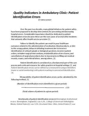 Quality Indicators in Ambulatory Clinic Patient Identification Errors ...