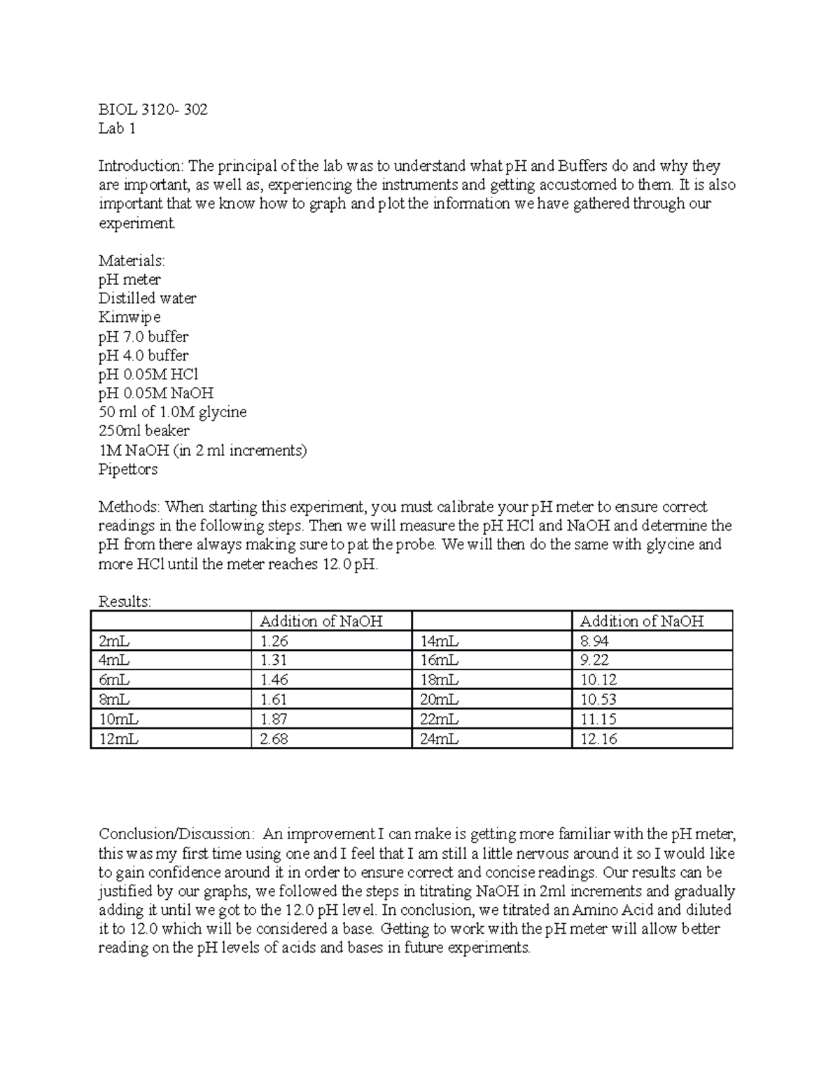 BIOL3120 302 Lab1 - These labs were based on PowerPoints our TA used in ...