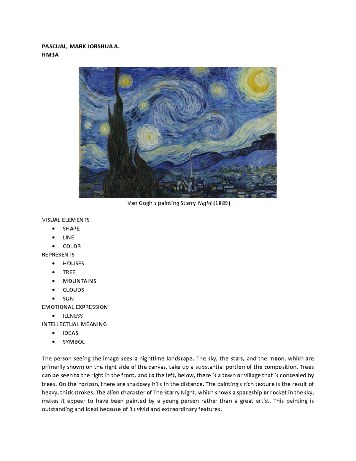 M2 - QWEQW - PASCUAL, MARK JORSHUA A. HM3A Van Gogh's painting Starry ...