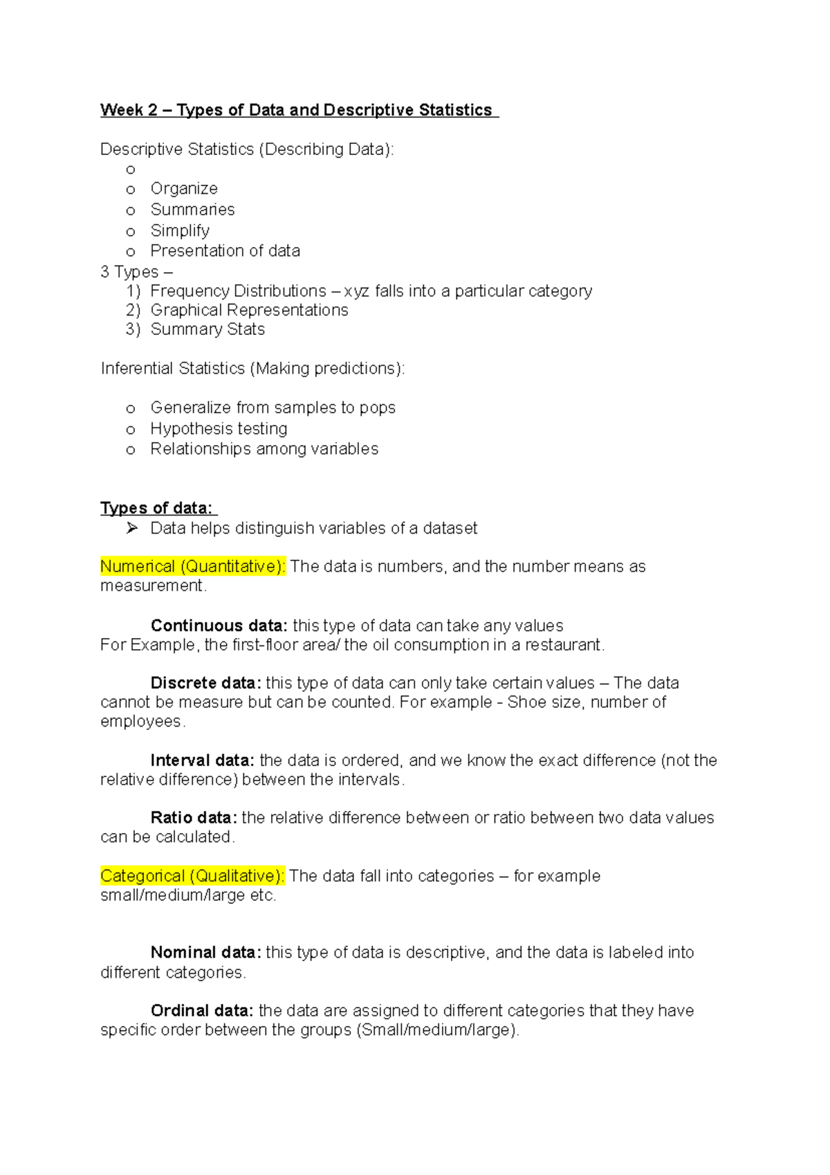Lecture Notes - Descriptive Statistics, Histograms and Standard Normal ...