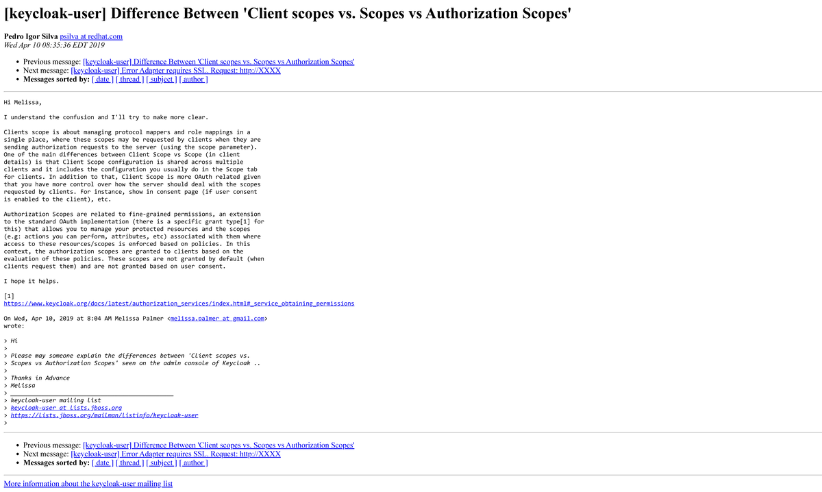 [keycloak-user] Difference Between 'Client scopes vs. Scopes vs ...
