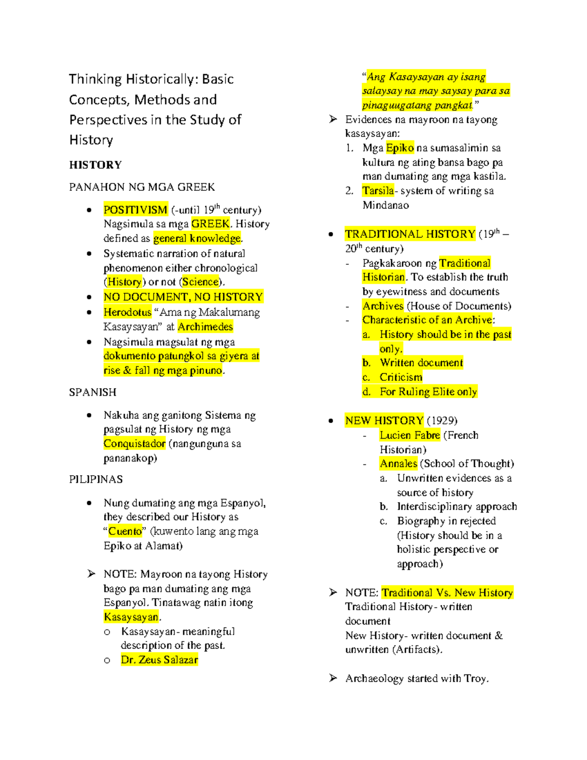RPH-1 lecture notes - Thinking Historically: Basic Concepts, Methods ...