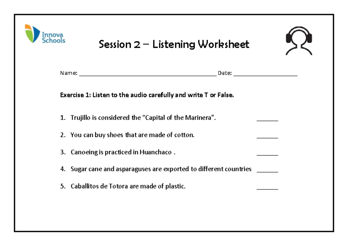 Desarrollo de la ruta - act#2 - s#2 - Annex 6 Listening Worksheet ...