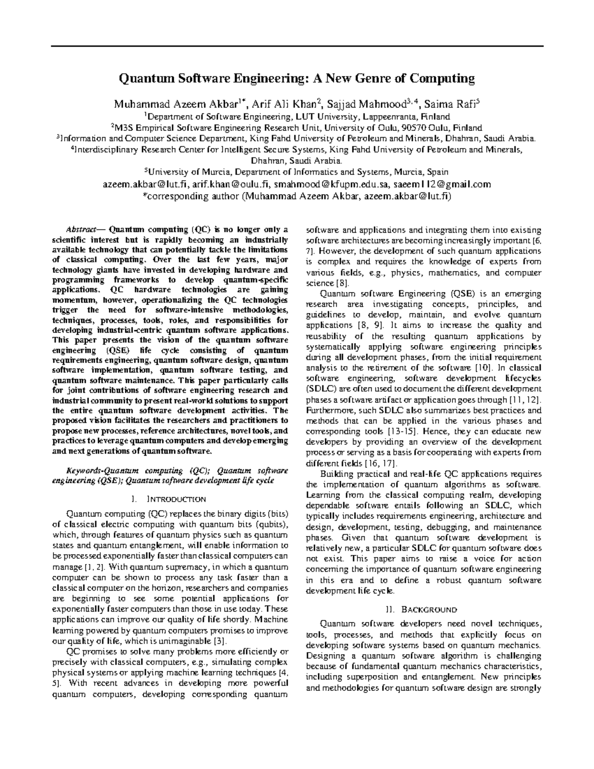 2211 - Quantum Software Engineering: A New Genre of Computing Muhammad ...