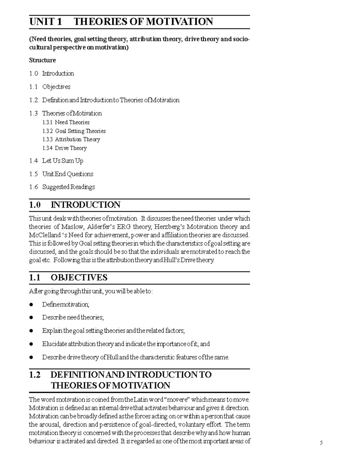 Theories OF Motivation - UNIT 1 THEORIES OF MOTIVATION (Need theories ...