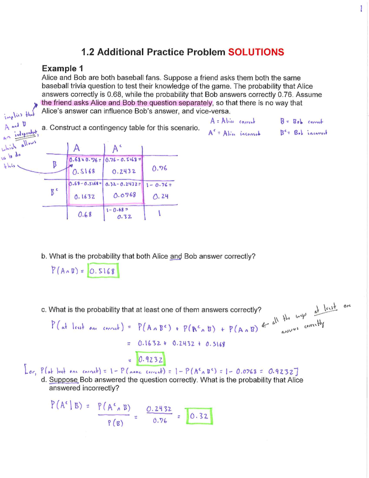 1.2 Additional Practice Problems ( Solutions) - 1 Additional Practice ...