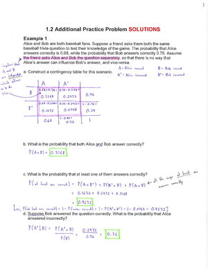 1.2 Additional Practice Problems - 1 Additional Practice Problems The 1 ...