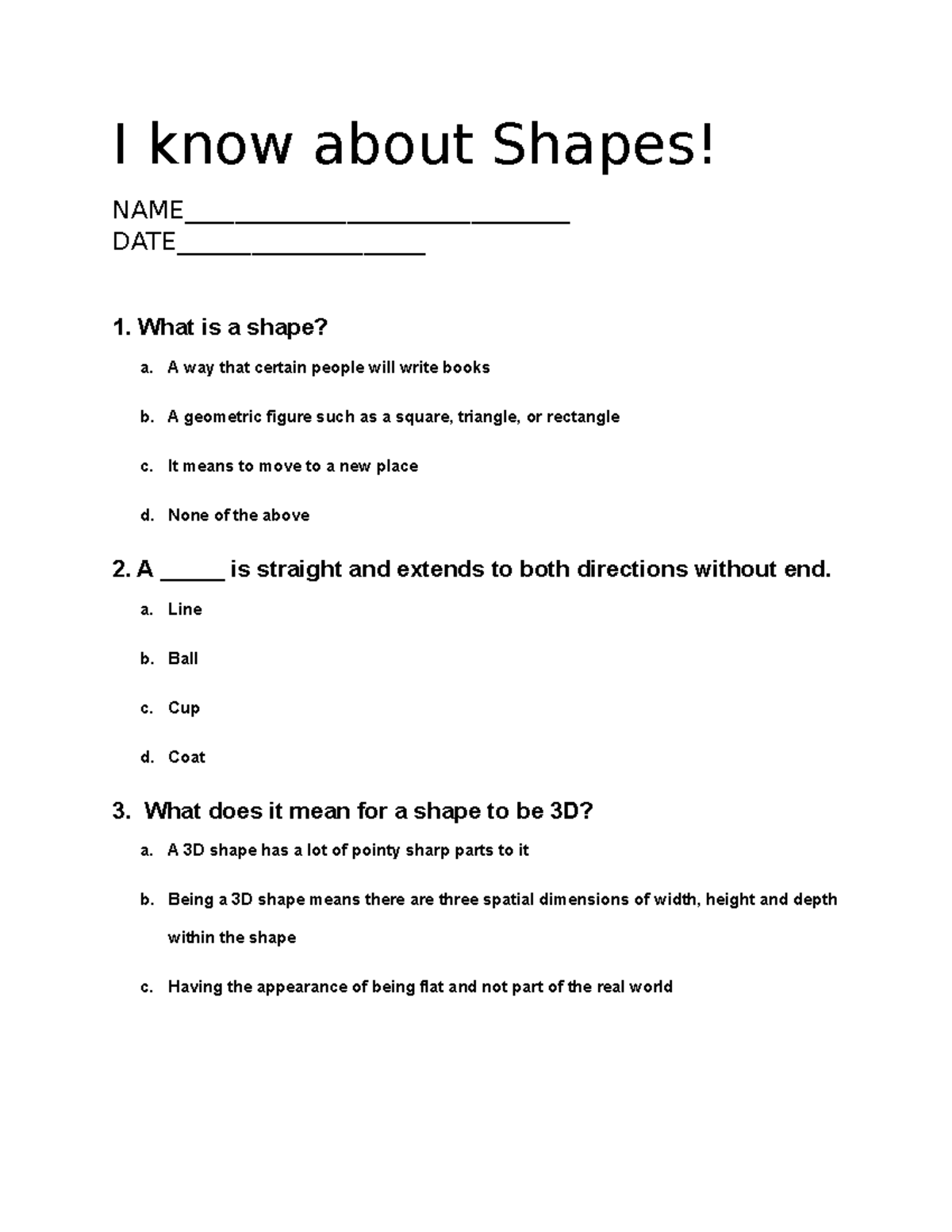 I know about shapes test template - I know about Shapes! NAME