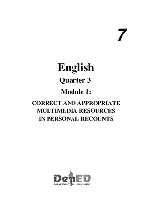 2 Q1 English - First Quarter Module 2 for Grade 7 Class - 7 English ...