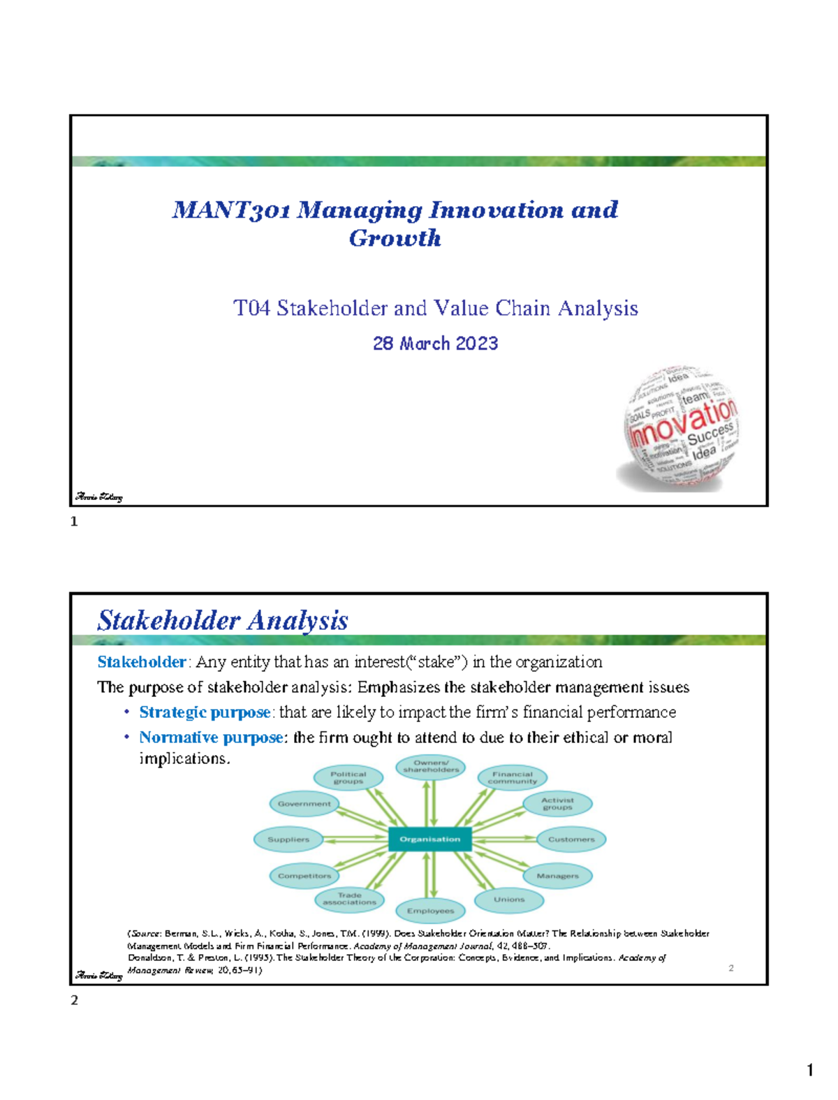 MANT301(2023) T04 Stakeholder Value Chain - Annie Zhang MANT301 ...