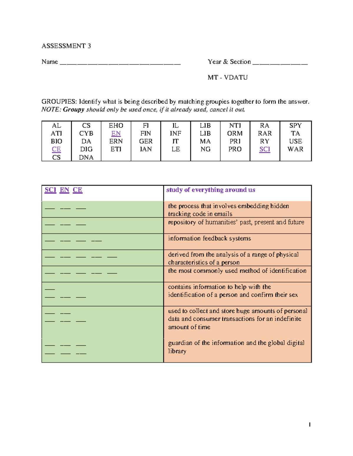 Assessment 3 - 1 ASSESSMENT 3 Name ...