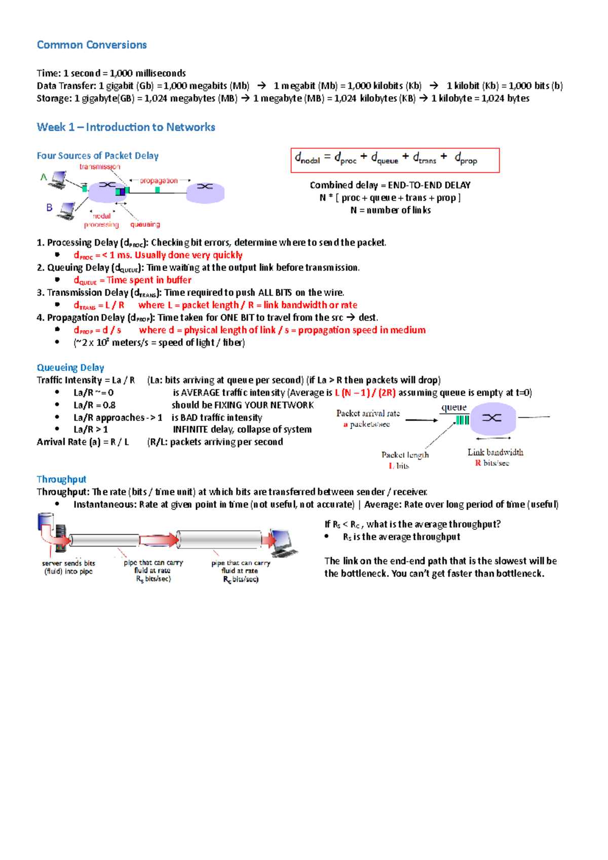 Chapter 1 Notes - Common Conversions Time: 1 second = 1,000 ...