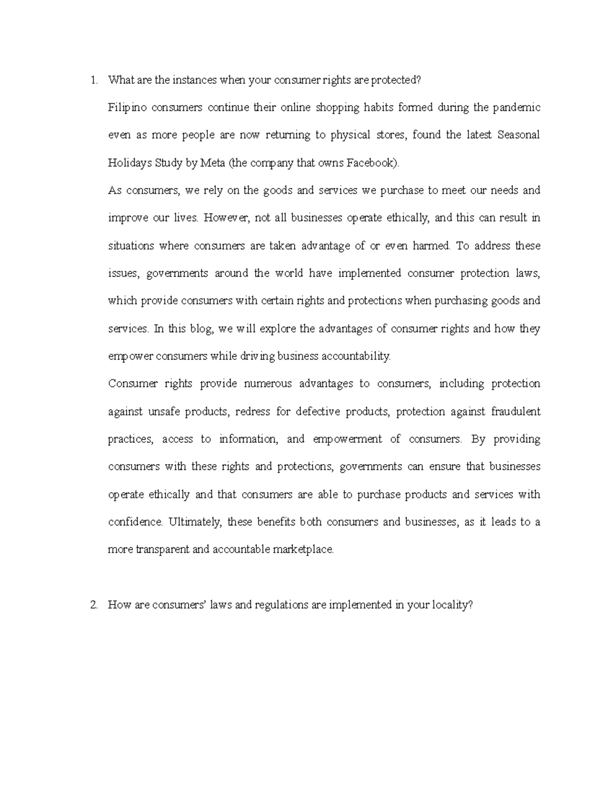 Consumer Rights- Sasha - What are the instances when your consumer ...