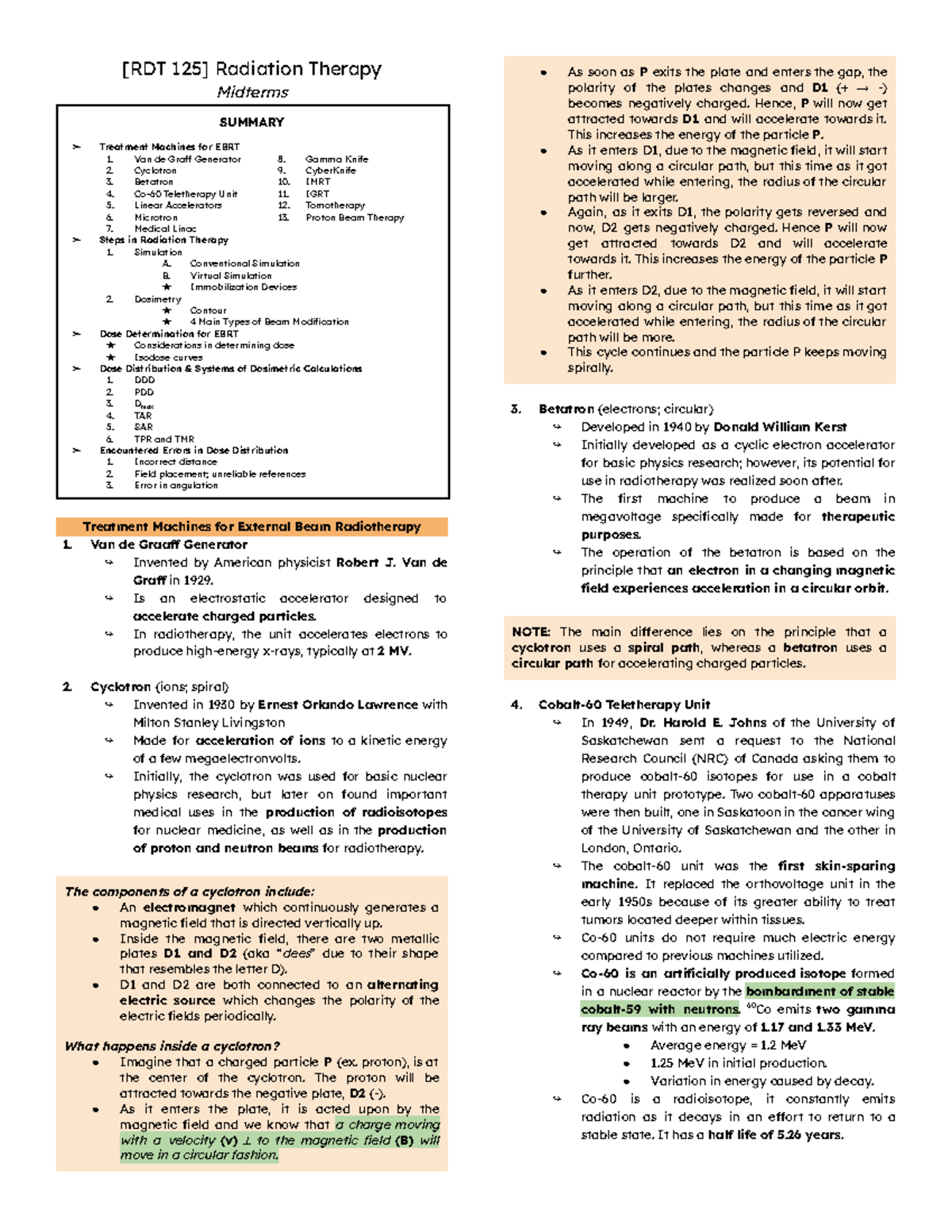 Treatment Machines for EBRT and Steps in Radiotherapy - [RDT 125 ...