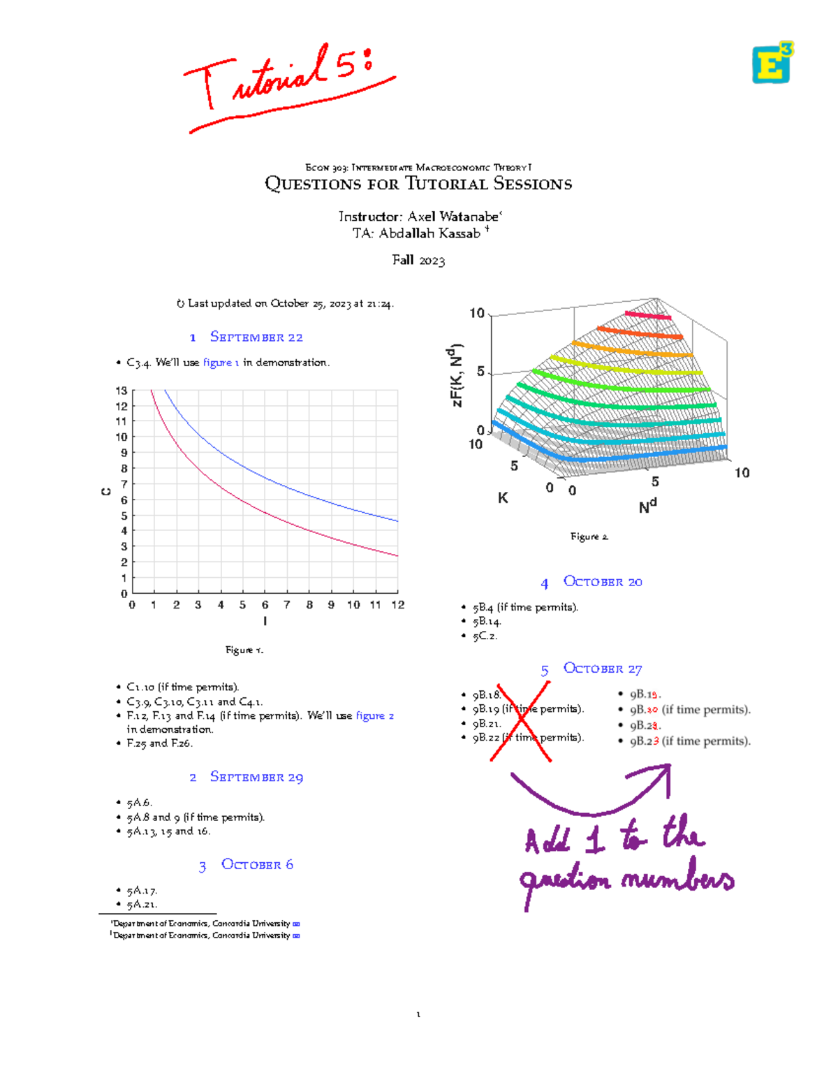 Tutorial 5 Questions Answers Econ 303 Intermediate Macroeconomic Theory I Questions For