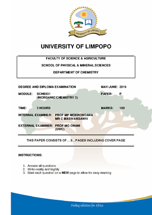 SCHB022 TEST 1 - it will help you - UNIVERSITY OF LIMPOPO TURFLOOP ...