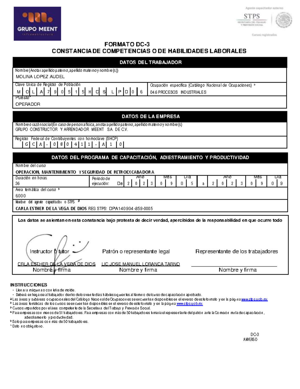 Aduel - buena - DC- 3 ANVERS O FORMATO DC- 3 CONSTANCIA DE COMPETENCIAS ...