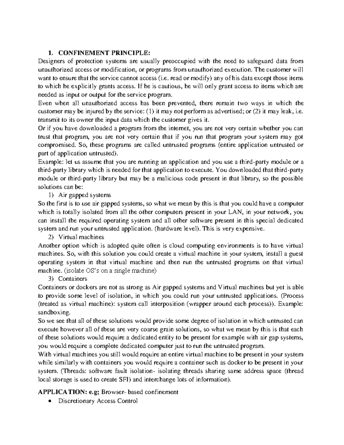 CSS UNIT 2+3 - ,m,m - 1. CONFINEMENT PRINCIPLE: Designers of protection systems are usually ...