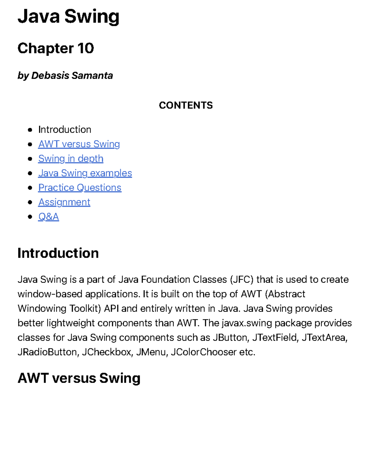 Ch10 Awt Versus Swing Swing In Depth Java Swing Examples Java Swing Chapter 10 By Debasis