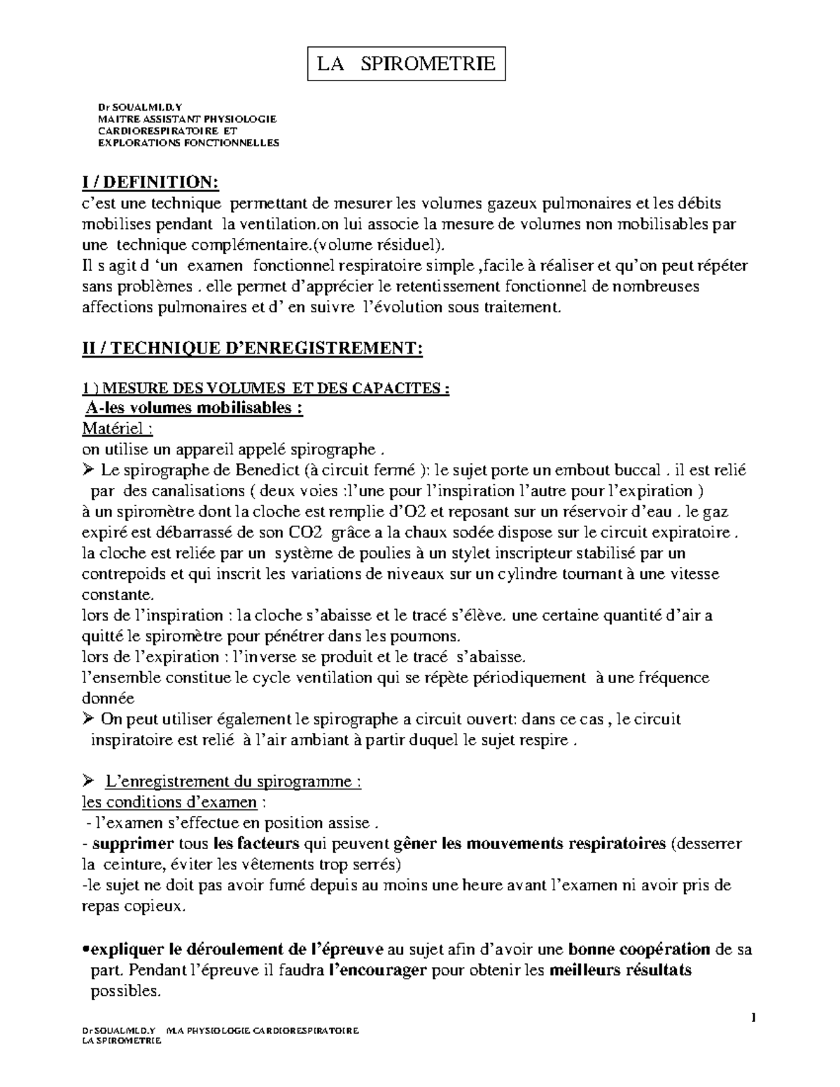 C12 la spirometrie 2014 - 1 Dr SOUALMI.D M PHYSIOLOGIE ...