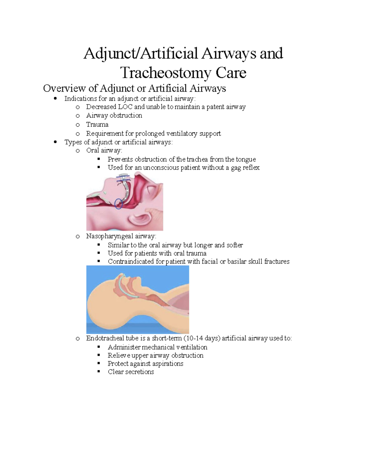Artificial Airways and Tracheostomies - Adjunct/Artificial Airways and ...