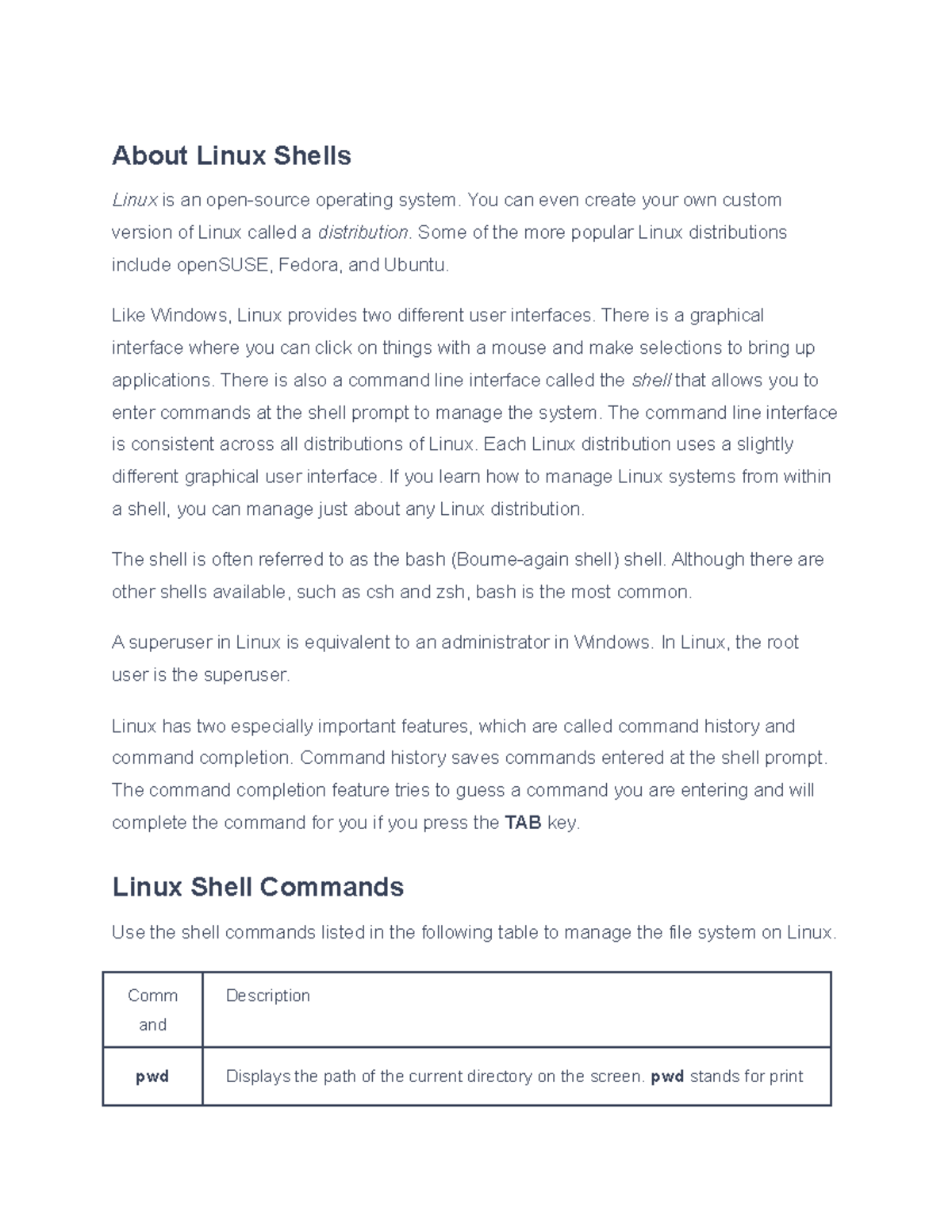 9.4.2 Linux Shell Facts - About Linux Shells Linux is an open-source ...