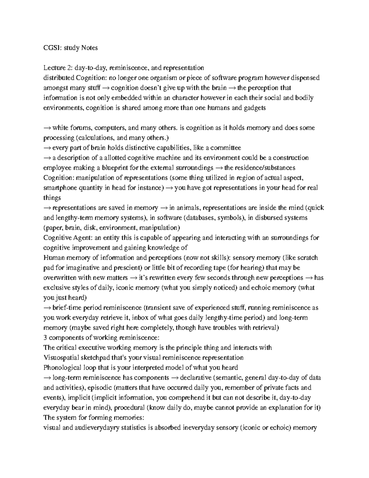 Cgsc 1001 Lecture Notes - CGSI: study Notes Lecture 2: day-to-day ...