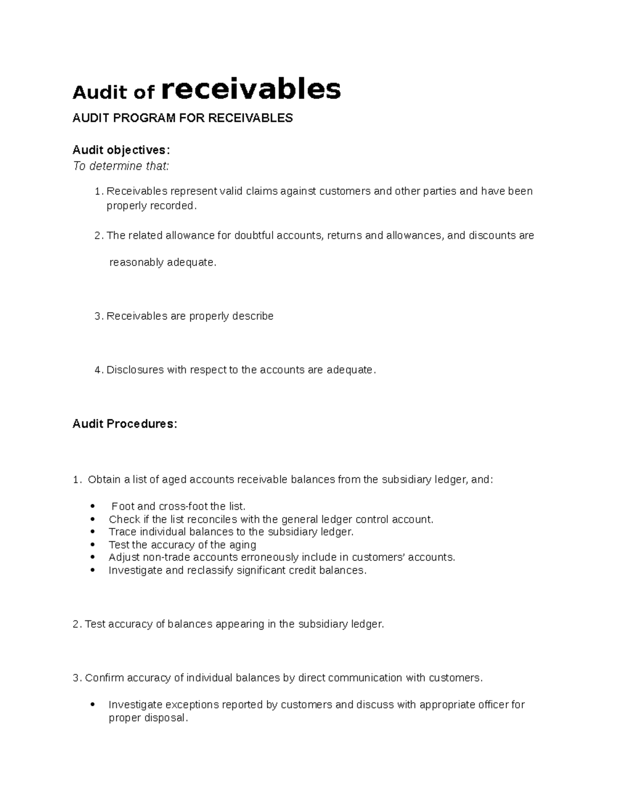 Chapter 2 Receivables - Sample problems as material about Accounts Receivable for Certified ...