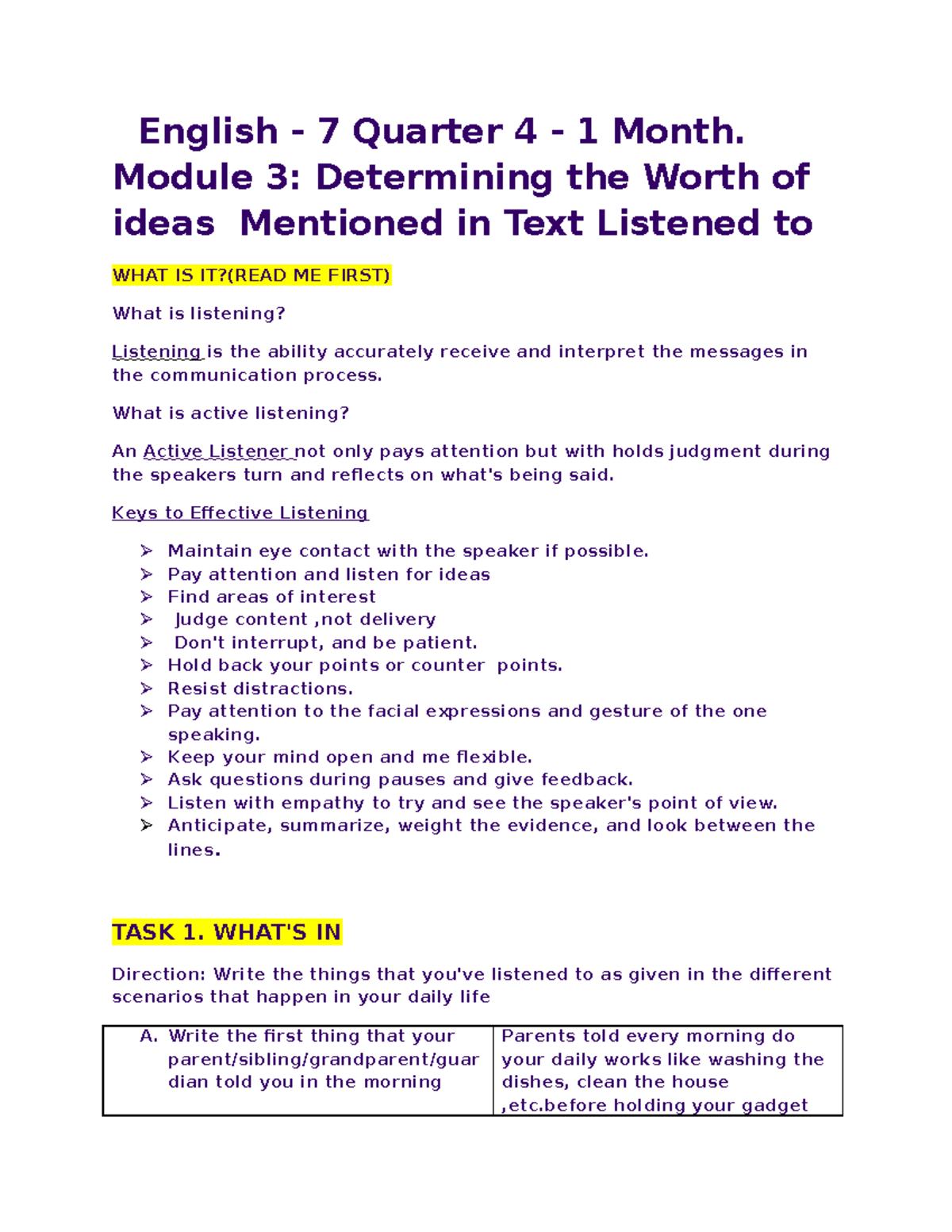 English-7 Summative - Is my - English - 7 Quarter 4 - 1 Month. Module 3 ...