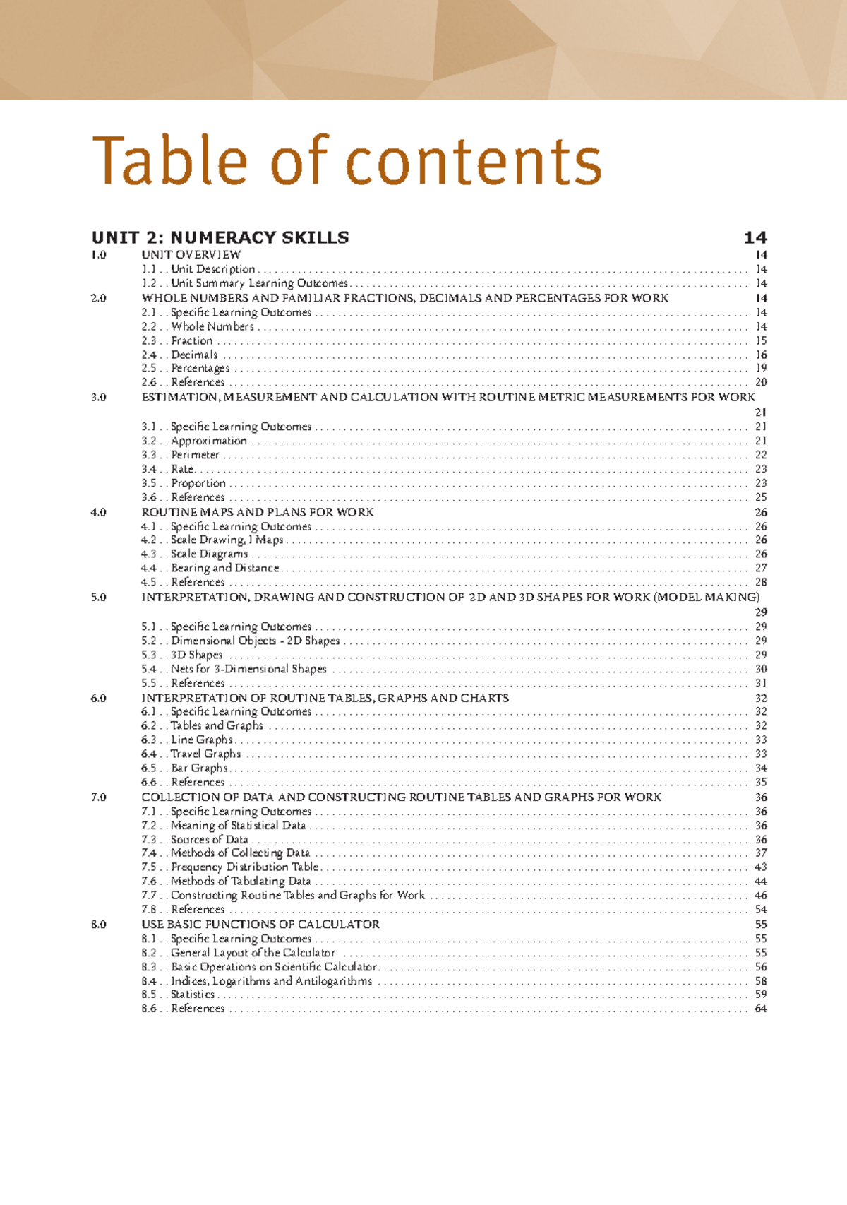Numeracy- Skills-UNIT organized - Table of contents UNIT 2: NUMERACY SKILLS 1 UNIT OVERVIEW 1 ...