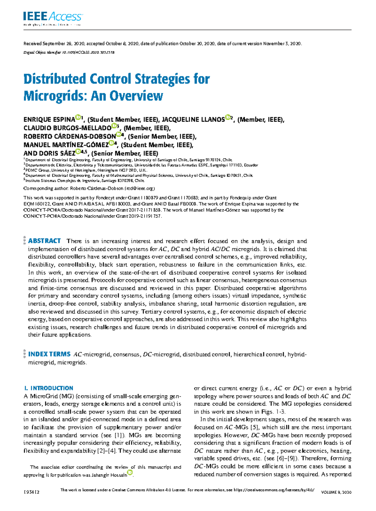 Distributed Control Strategies For Microgrids An Overview Received