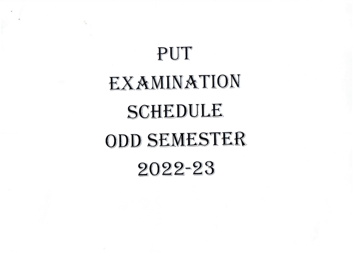 PUT Exam Schedule Odd Semester 2022-23 - Mathematics for Computer Science - I - Studocu