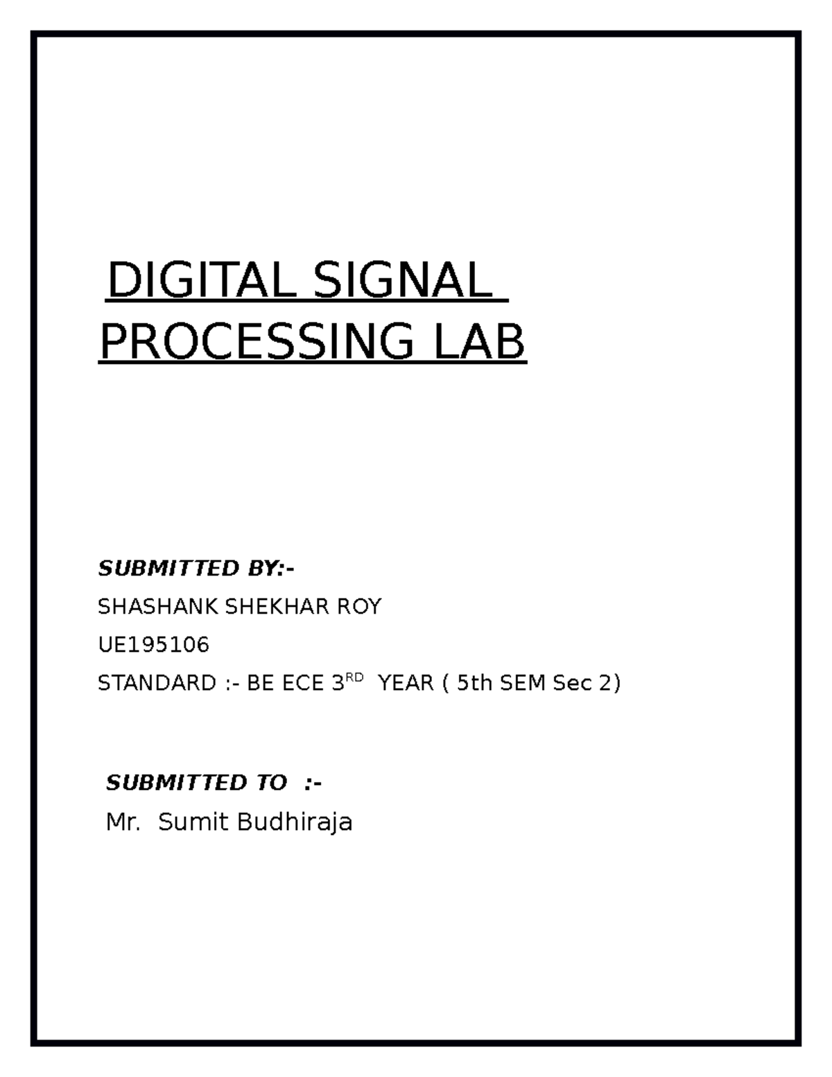 Digital Signal Processing FILE UE195106 - DIGITAL SIGNAL PROCESSING LAB ...