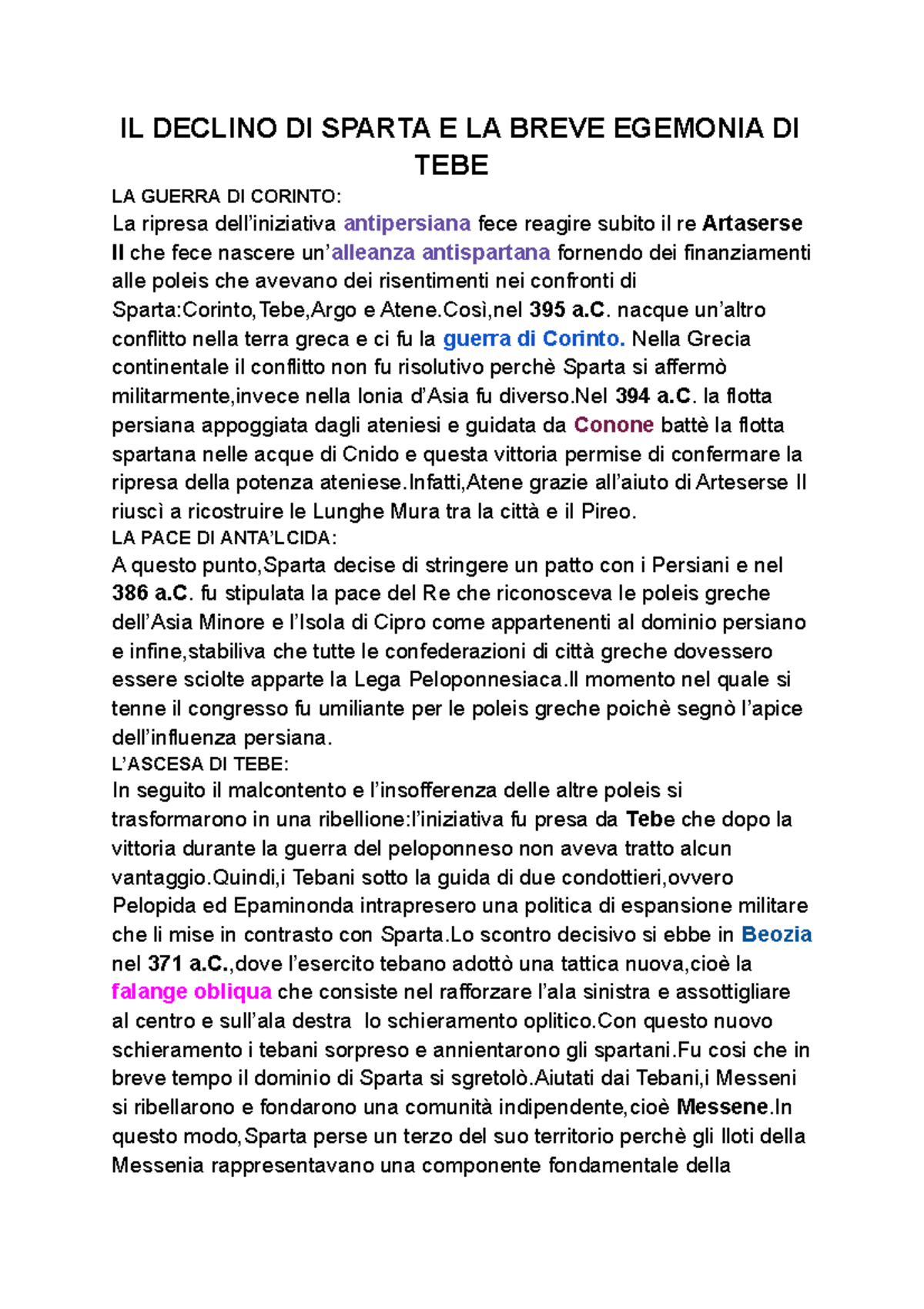IL Declino DI Sparta E LA Breve Egemonia - IL DECLINO DI SPARTA E LA ...