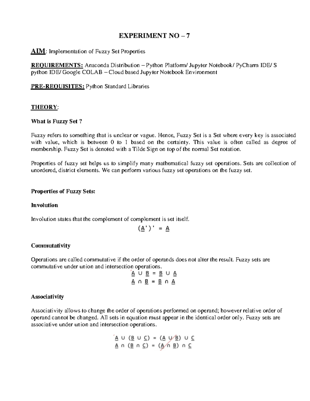 Ds Lab Expt 7 Experiments And Code Available Experiment No 7 Aim Implementation Of Fuzzy