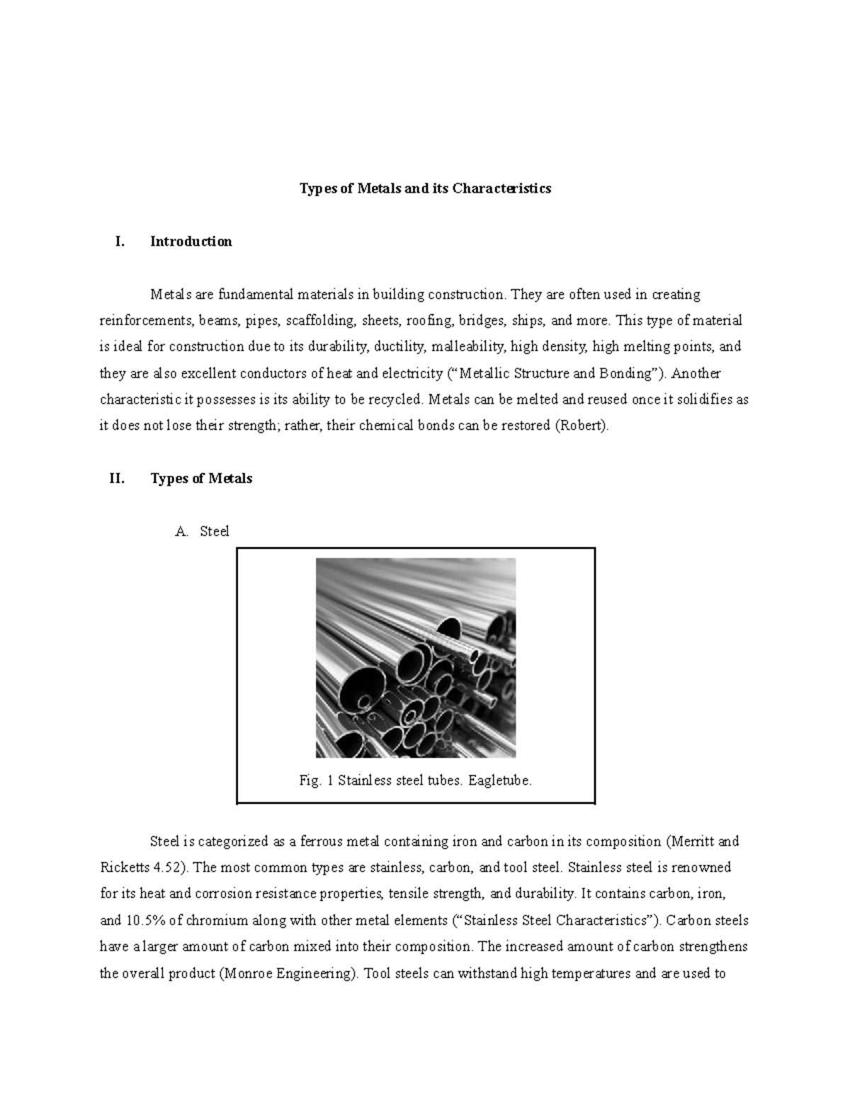 AR161 Types Of Metals Research Paper - Bahia, Jillianne Ruth P. Date ...