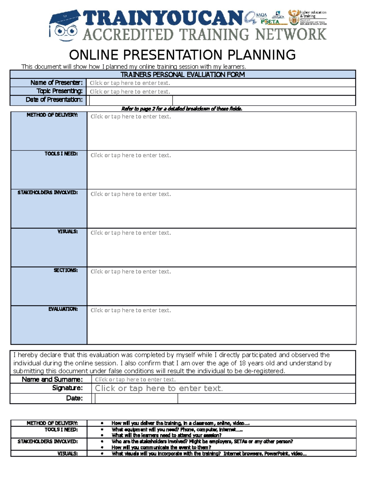 Presentation Plan Word - ONLINE PRESENTATION PLANNING This document ...