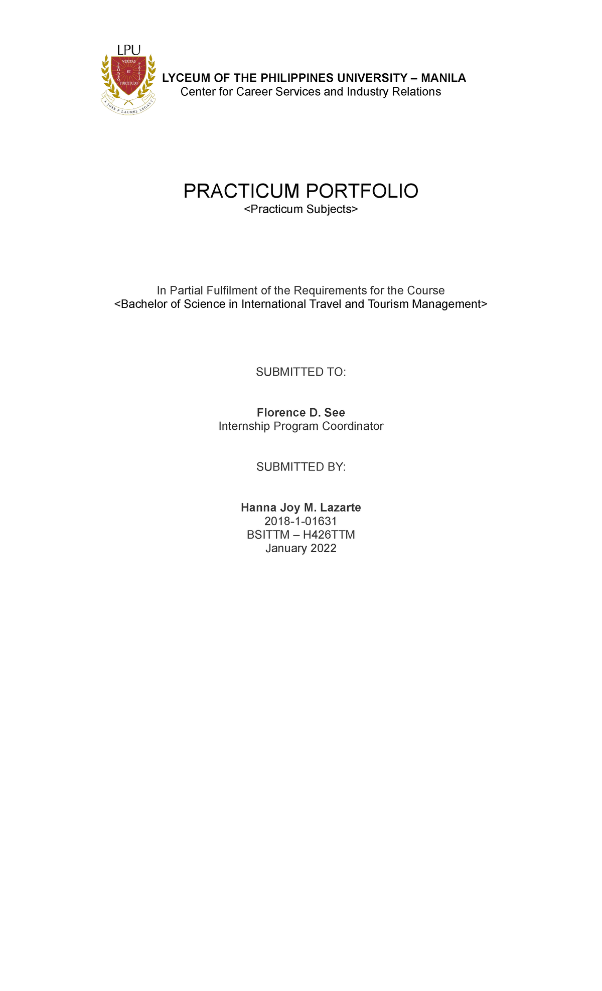 1. Practicum Portfolio General Format - LYCEUM OF THE PHILIPPINES ...