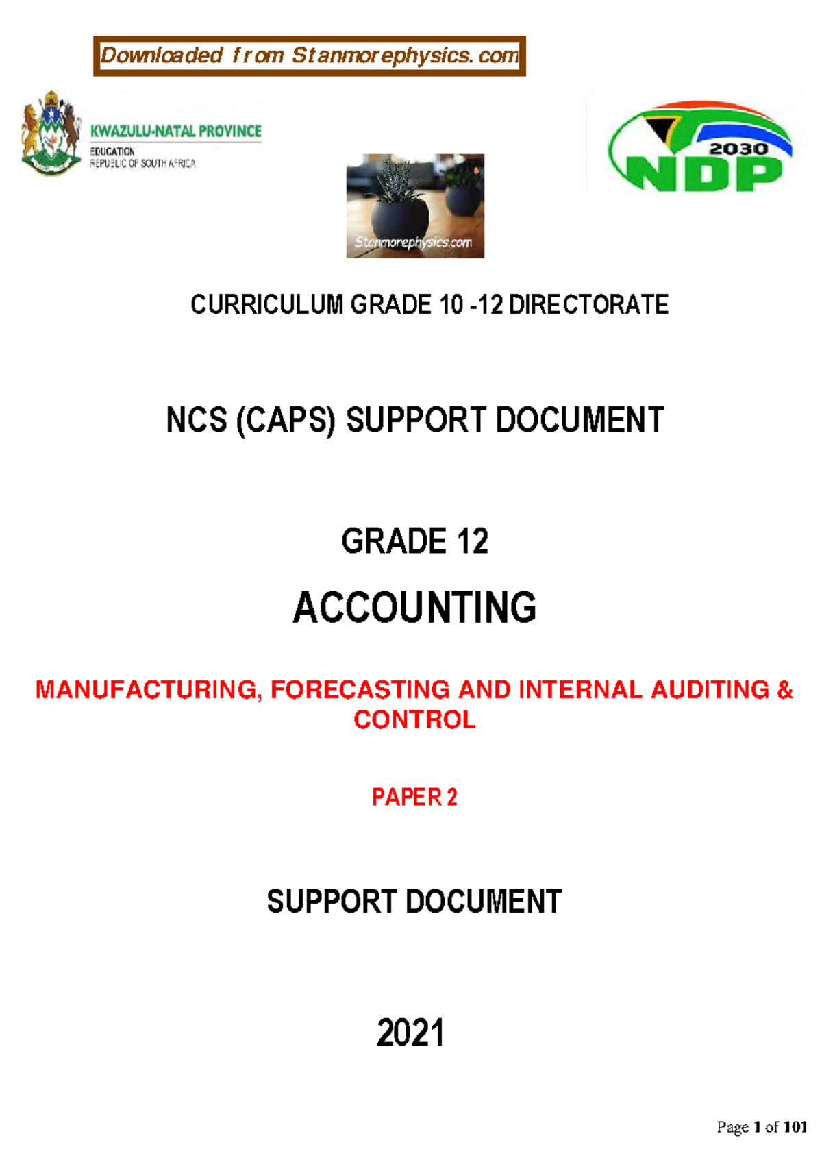 Accounting grade 12 Support 2021 JIT Paper 2 - CURRICULUM GRADE 10 - 12 ...