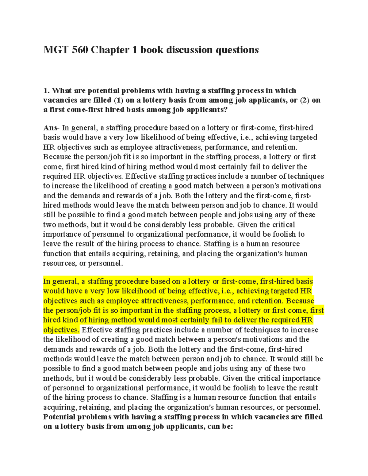 MGT 560 Chapter 1 book discussion questions - MGT 560 Chapter 1 book ...