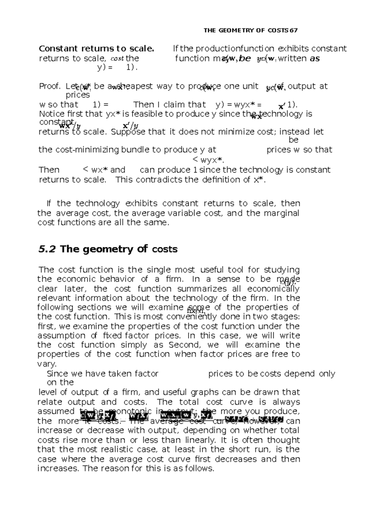 Microeconomic Analysis (180307 A)(12) - THE GEOMETRY OF COSTS Constant returns to scale. If the ...