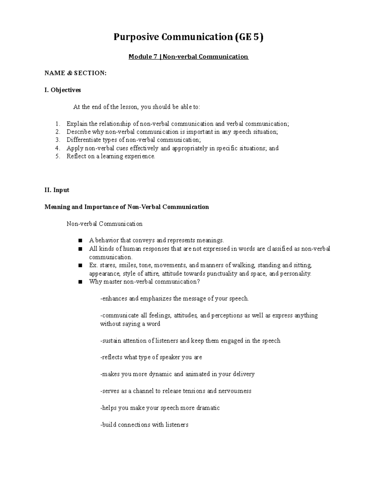 Module 7 Non-verbal Communication - Module 7 | Non-verbal Communication ...