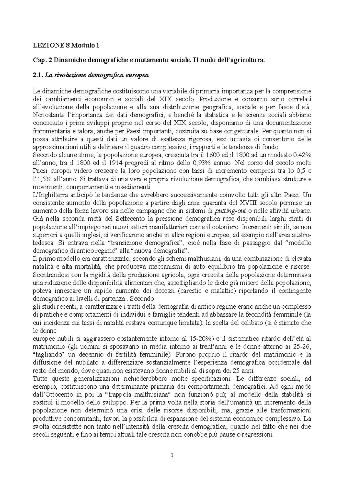 Lezione 8 modulo 1 - frhtdrftghdfghdfgh - LEZIONE 8 Modulo 1 Cap. 2 ...