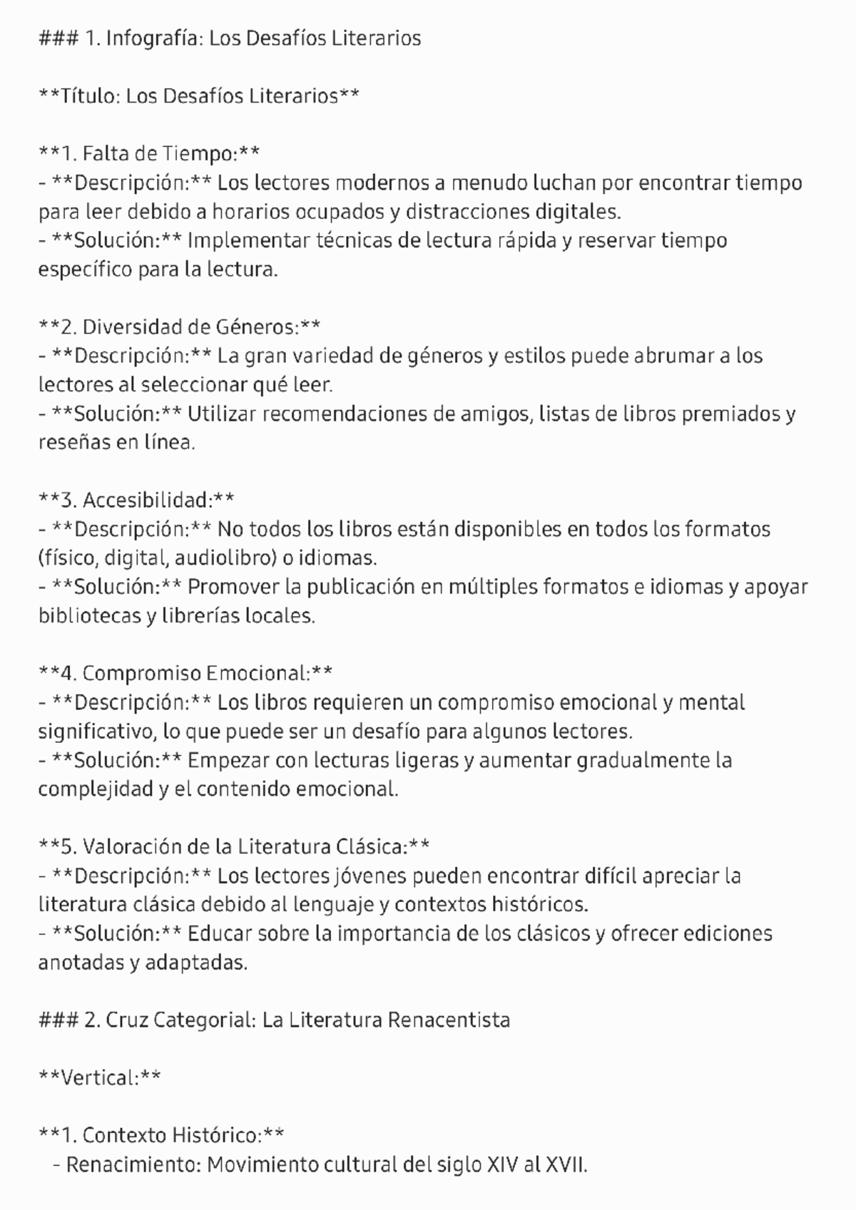 Tareita - Noinfo - 1. Infografía: Los Desafíos Literarios Título: Los ...