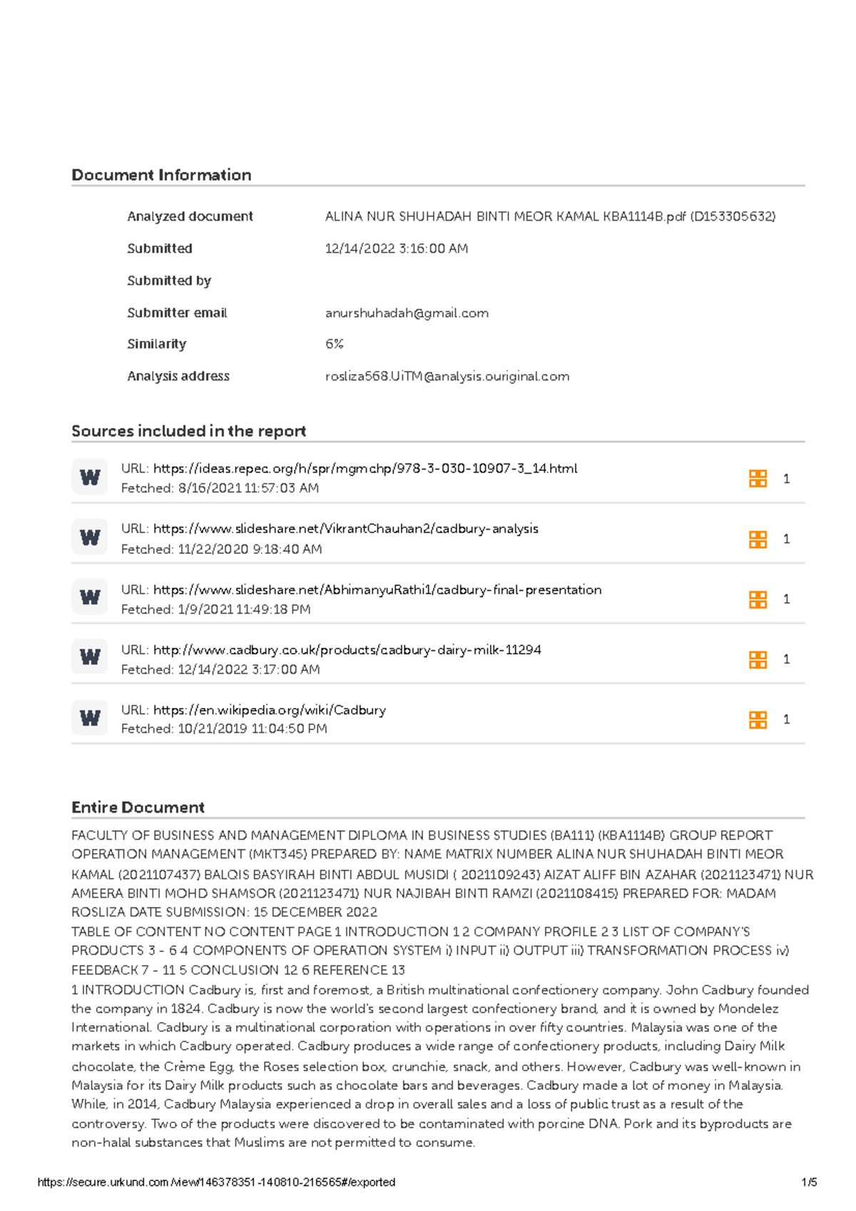 MGT345 Assignment - ... - Document Information Analyzed document ALINA NUR SHUHADAH BINTI MEOR ...