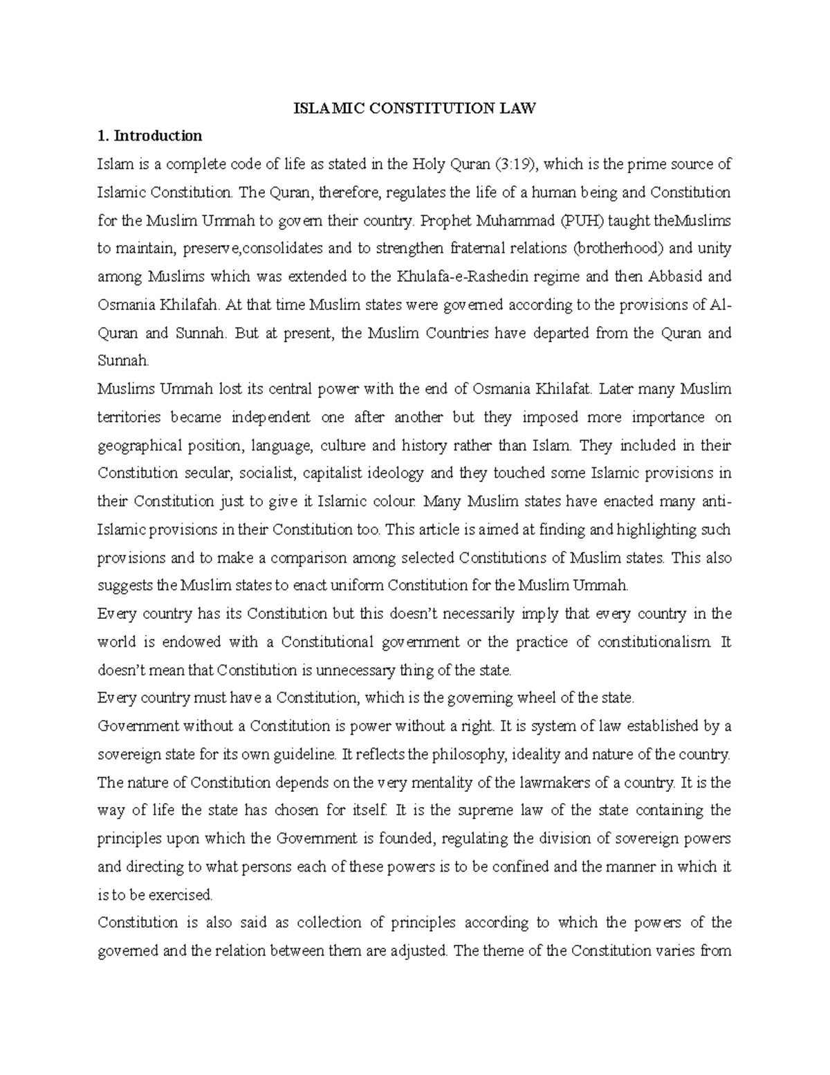 Islamic Constitution LAW - ISLAMIC CONSTITUTION LAW 1. Introduction ...