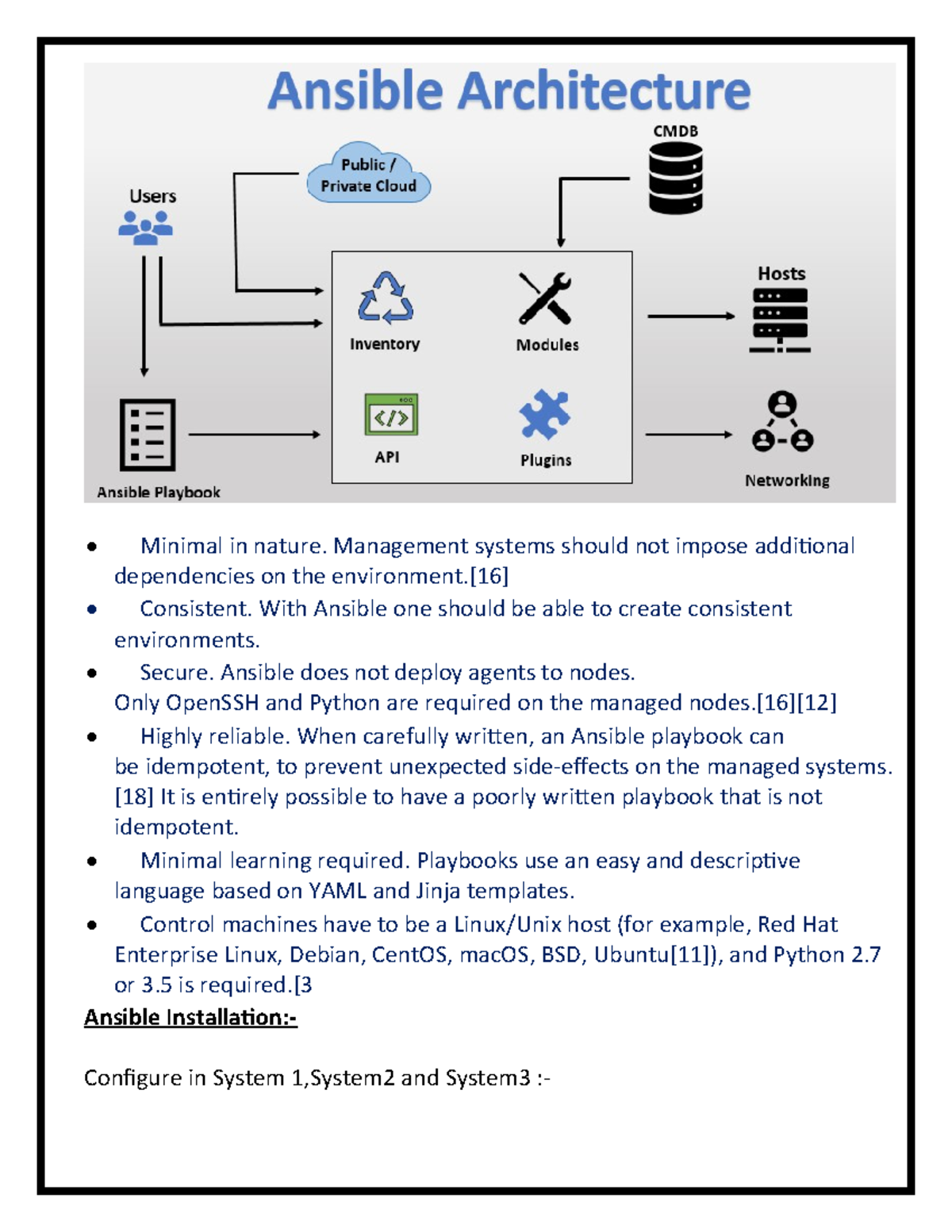Ansible Architecture - Minimal in nature. Management systems should not ...