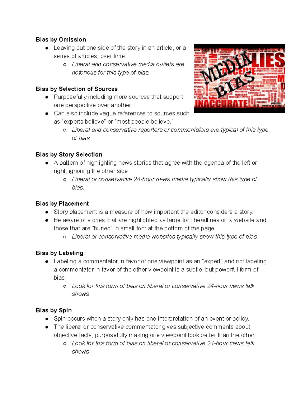 Government-Types of Media Bias - Bias by Omission Leaving out one side ...