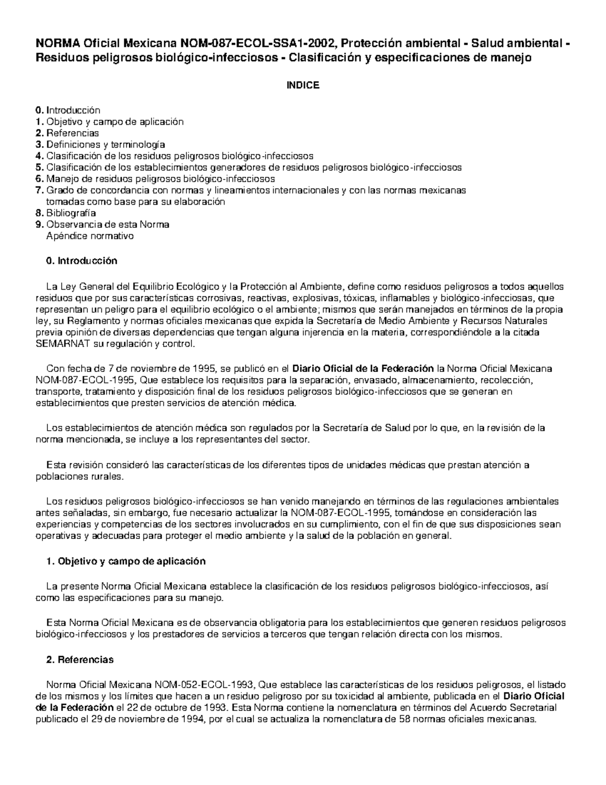 NOM 087 - NORMA Oficial Mexicana NOM- 087 -ECOL-SSA1-2002, Protección ...