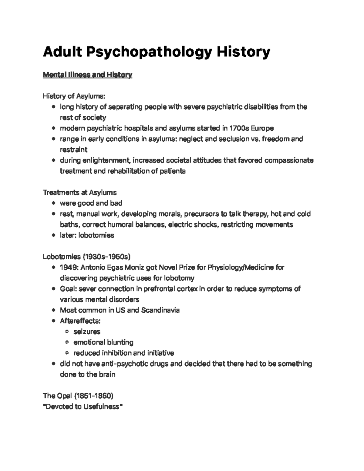Adult Psychopathology History - Ad u l t Psyc h o p a t h o l o g y H i ...